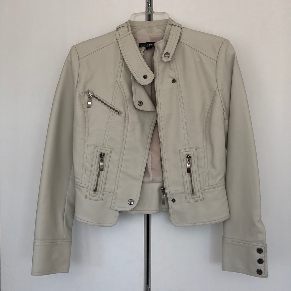 Ivory Leather Jacket (Faux) - Gem